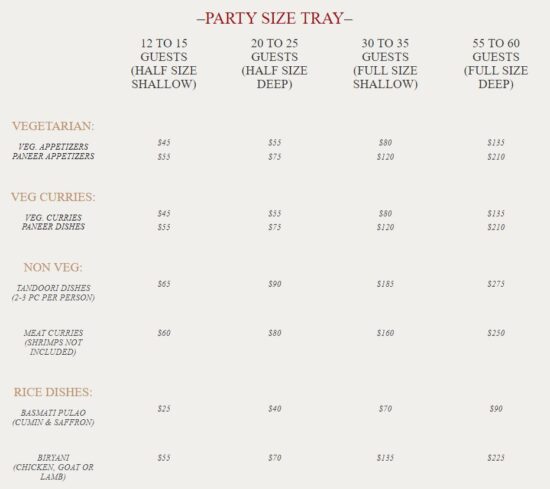 Restaurant Take Out Menu - Bombay palace